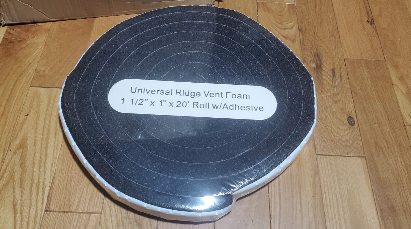 UniVERSAL RIDGE VENT FOAM 1 1/2" x1"x20' ROLL W/ADHESIVE | eBay