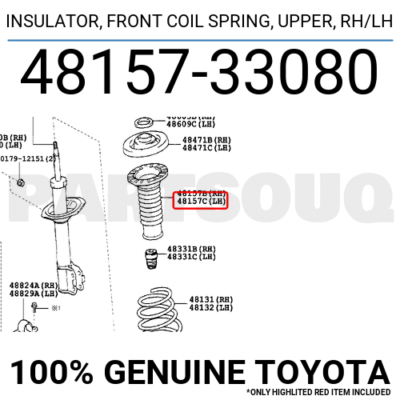 4815733080 Genuine Toyota INSULATOR, FRONT COIL SPRING, UPPER, RH/LH ...