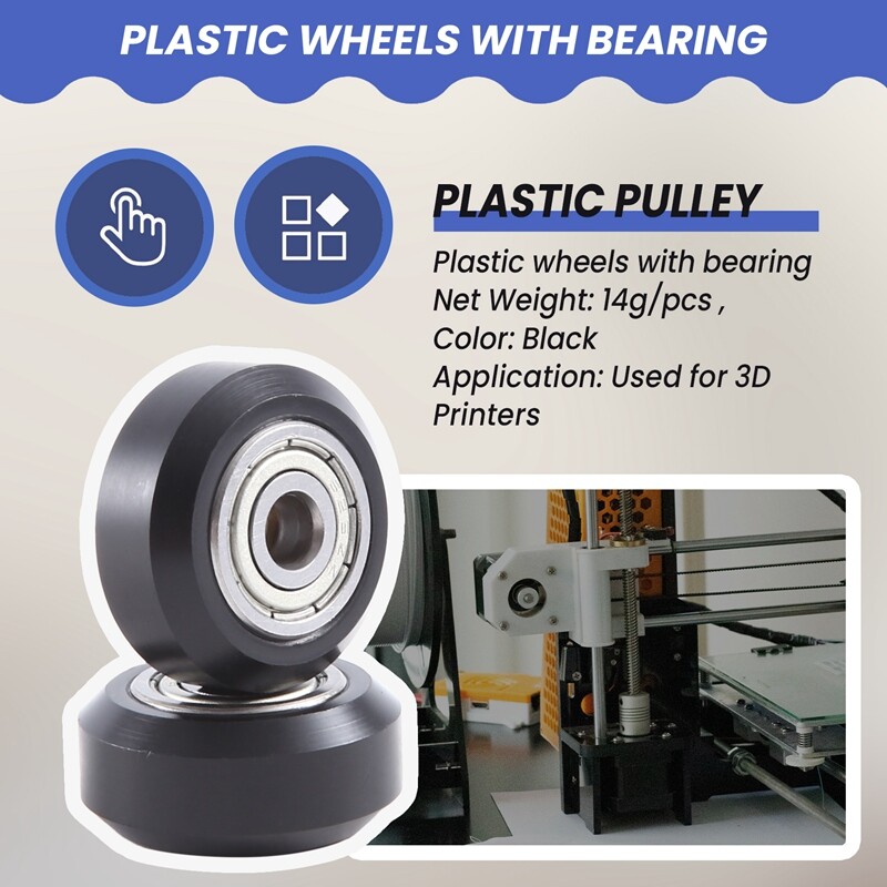 4X(10Pcs Big Plastic Pulley Wheel with Bearing Idler Pulley Gear for ...