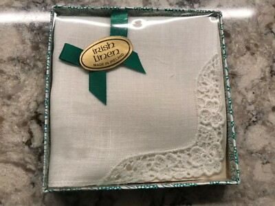 Vintage Irish Linen Handkerchief Made in Ireland Original Box 4"x4" | eBay