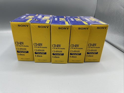 Sony CD-RW 1x 2x 4x 650 MB 74 Min 5 Pack Rewritable NEW Sealed (5 Of ...