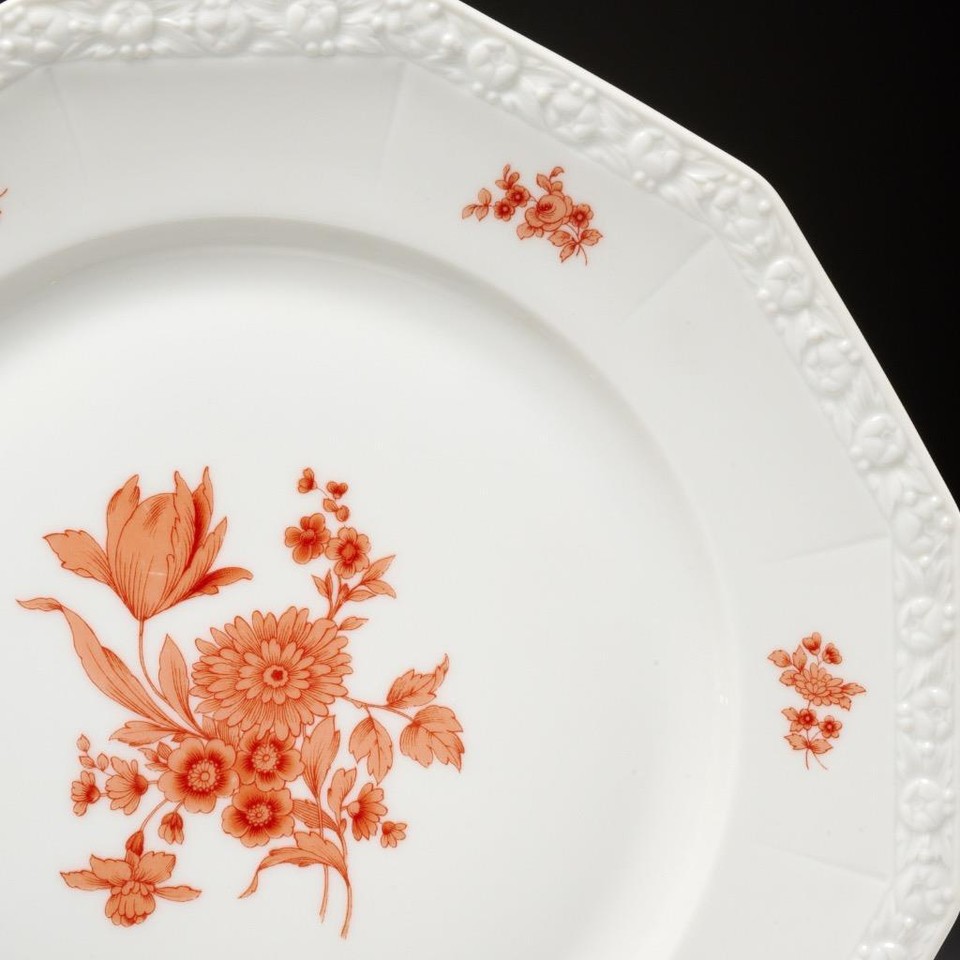 Six (6) Rosenthal Maria Monticello Orange Floral Dinner Plates A | eBay
