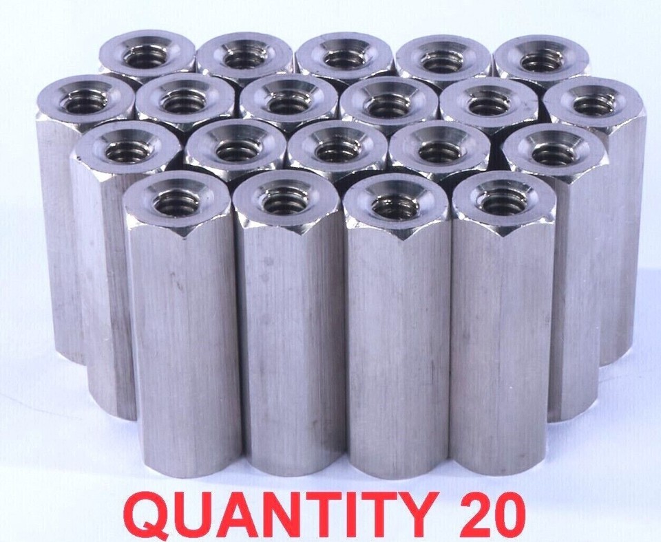 1/2 HEX ROD COUPLING NUTS 1/4-20 x 1-1/2 L STAINLESS STEEL STANDOFF ...