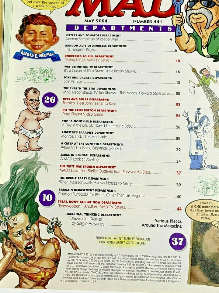 MAD Magazine 441 2004 Alias Jennifer Garner Howard Stern Letterman ...