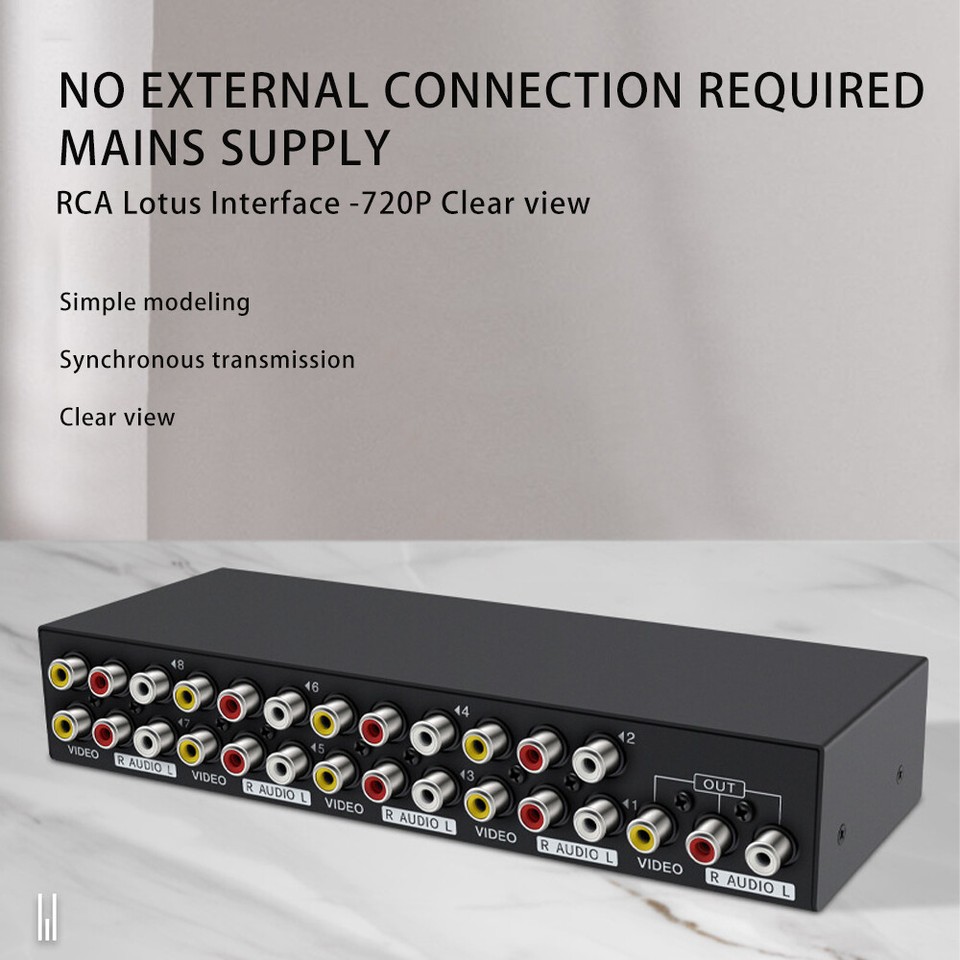 AV Switch Box Composite Selector 8 Port RCA Audio Video 8 In 1 Out To ...