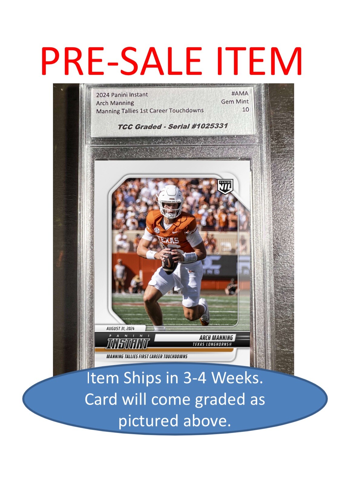 Presale 2024 Panini Instant Arch Manning First Touchdowns TCC Graded ...