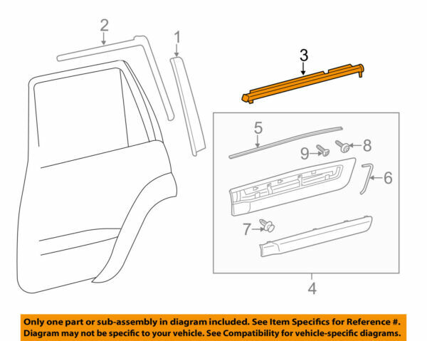 75740-60080 Toyota Moulding assy, rear door belt, lh 7574060080, New ...