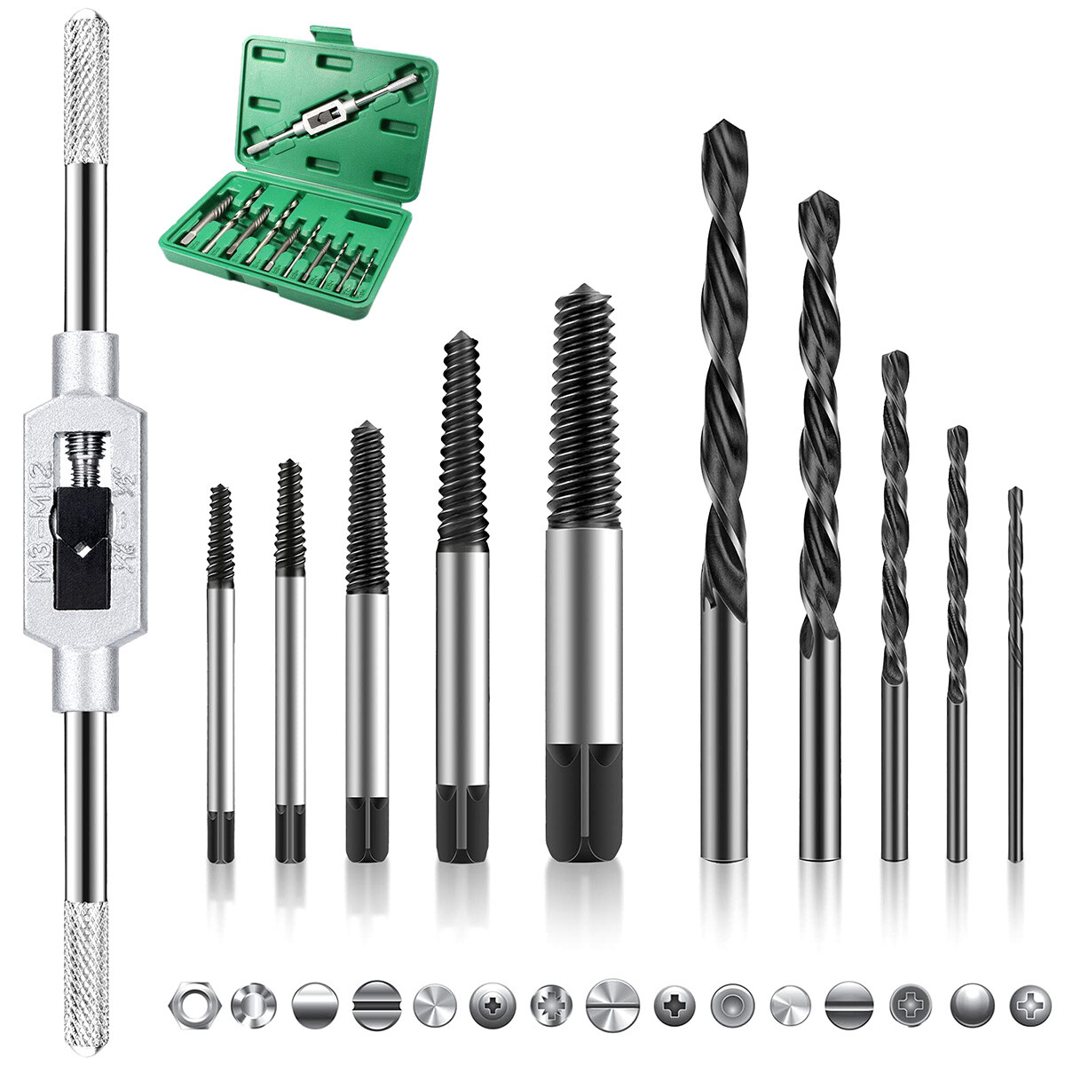11Pcs Damaged Screw Extractor Set Heavy Duty Stripped Bolt Extractor ...