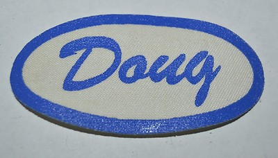 Vintage Blue DOUG Name Tag Unused Gas Oil Mechanic Iron On Shirt Patch ...
