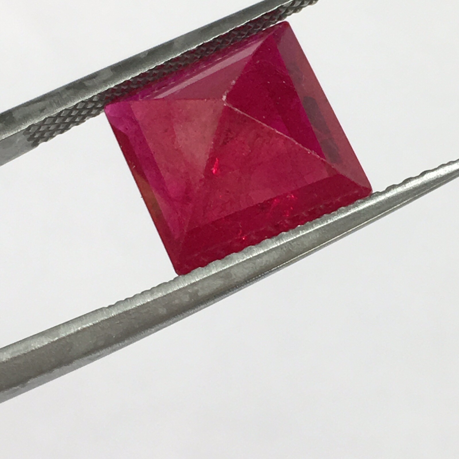 Lab Created Synthetic Ruby With Visible Inclusion Square Faceted ...
