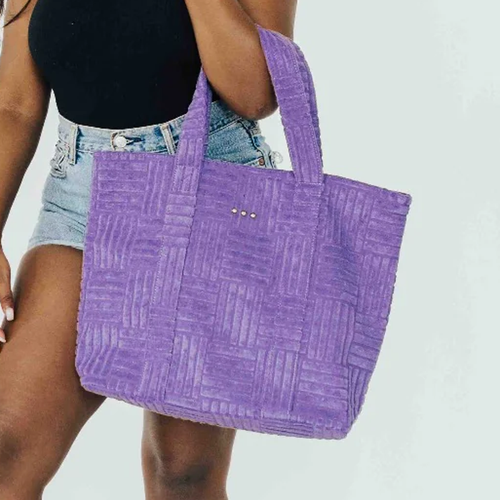 Teagan Terry Cloth Tote with Matching Pouch Purple | eBay
