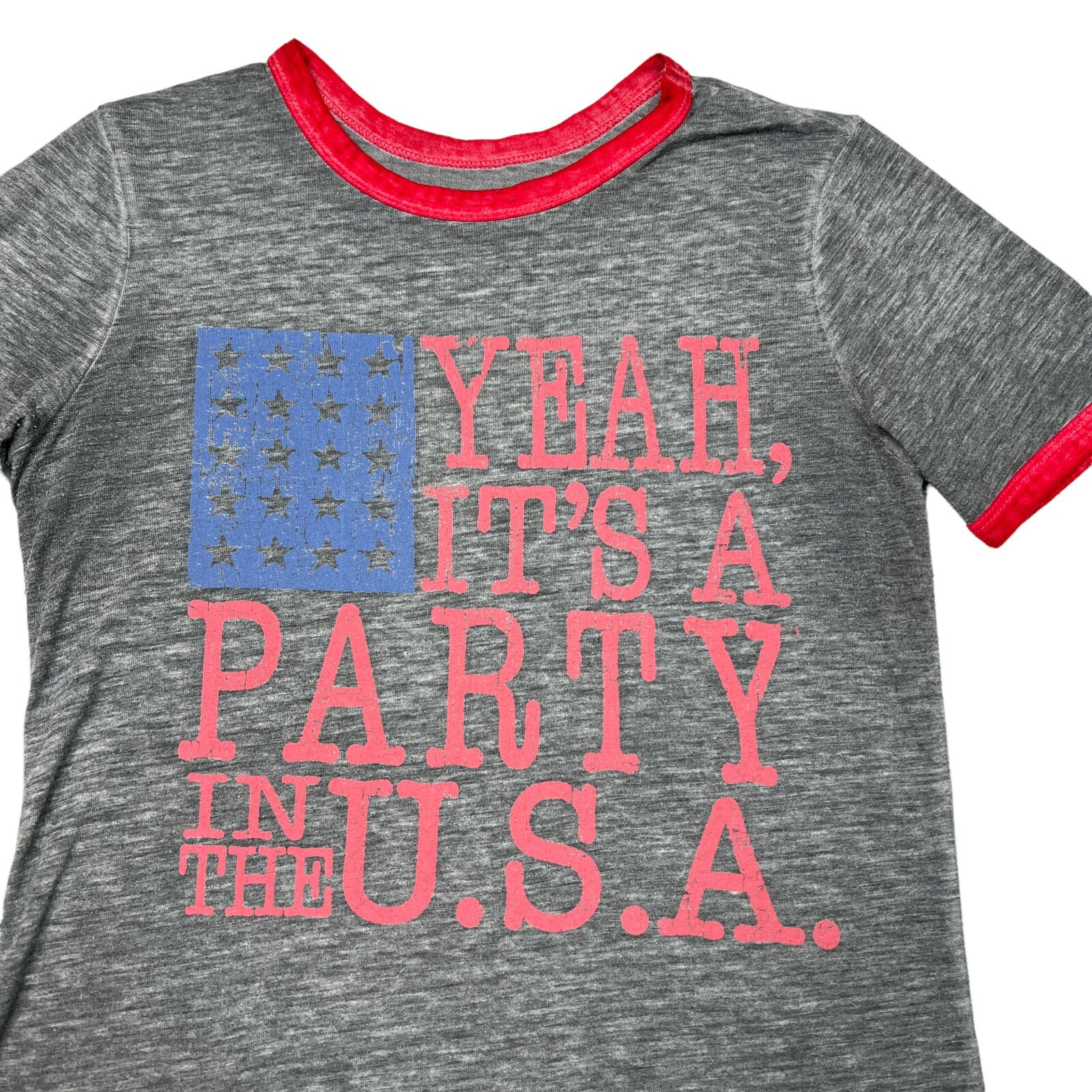 Lyric Culture Red Label Party In The USA Ringer T-Shi… - Gem