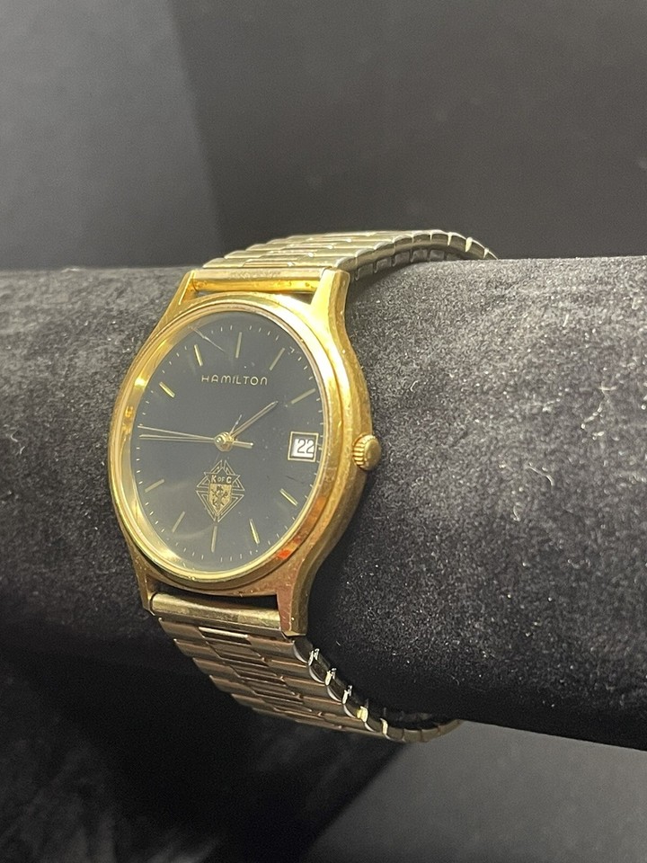 HAMILTON 9812 Quartz Mens Vintage Wrist Watch K OF C Logo | eBay