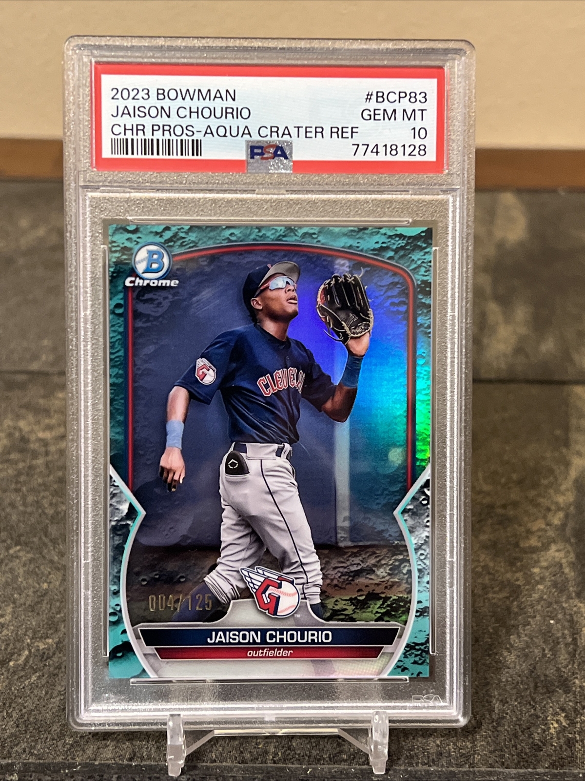 2023 Bowman - Chrome Prospects Jaison Chourio #BCP-83 Aqua Lunar Crater ...