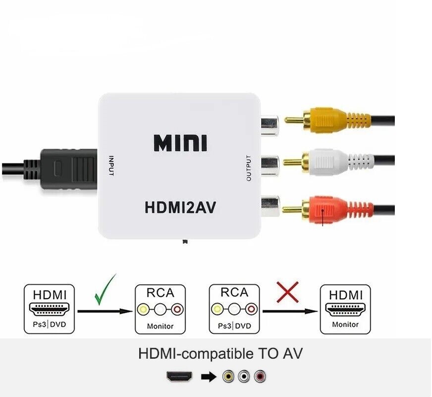 HDMI2AV Mini Converter HDMI To AV Adapter HDMI to RCA 1080P HD Video ...