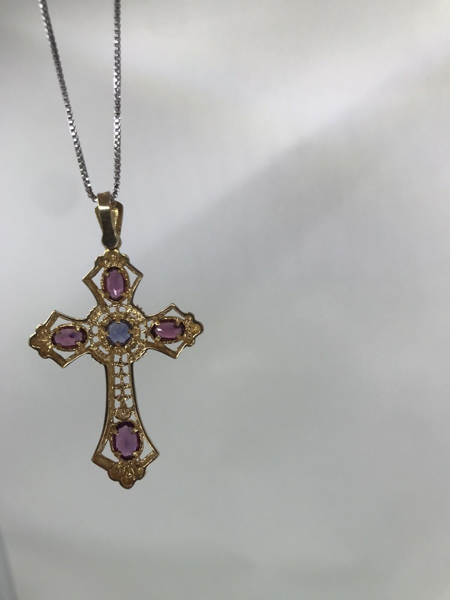 Swirl Design Purple And Gold Cross 14k Gold Cross Macy's