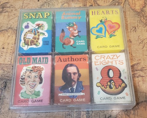 set of 6 vintage WHITMAN childrens card games in plastic case - 1960s ...