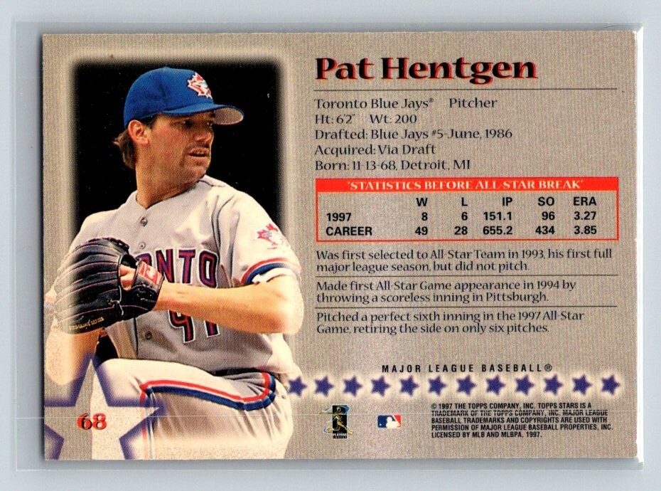 1997 Topps Stars #68 Pat Hentgen Toronto Blue Jays Baseball Card | eBay