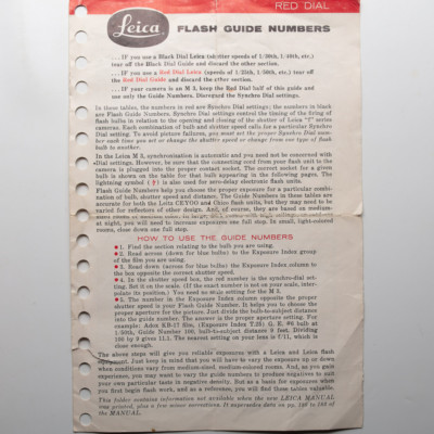 Vintage Leica Flash Guide Numbers Guide Manual Red Dial by Morgan ...