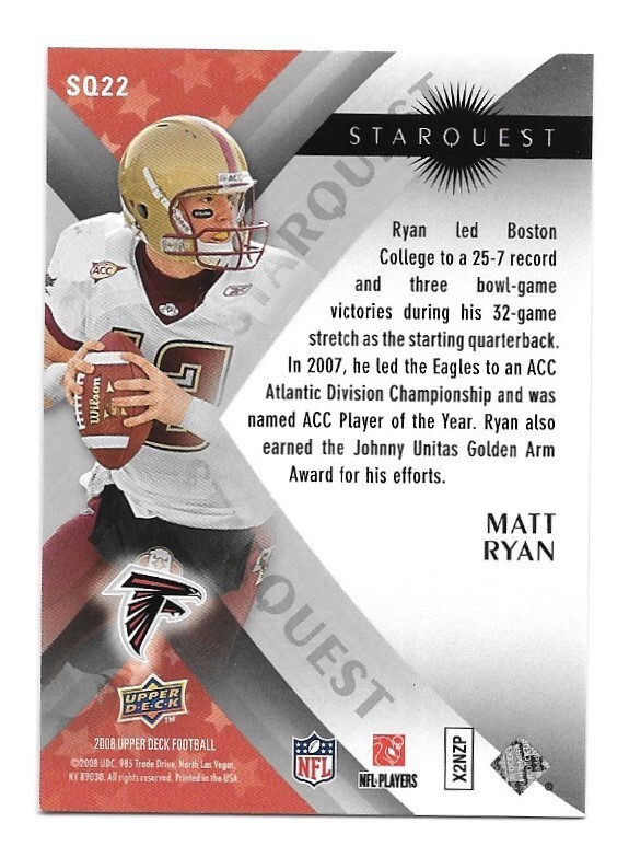 2008 Upper Deck Matt Ryan Starquest Rookie Card | eBay