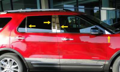For 2011-2019 Ford Explorer w/o KEY 8PC Stainless Steel Chrome Pillar ...