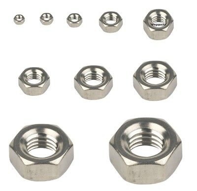M3 M4 M5 M6 M8 M10 M12 - A2 Hex Full Nut Packs - Quality Nuts - Multi ...