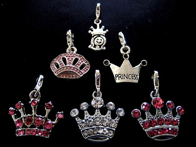 U PICK CROWN CHARM Clip On Silver Princess Crown Tiara Charm attach to ...