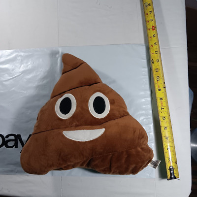 Smiling Poop Emoji Pillow 12” x 12" x 12" Brown Plush | eBay