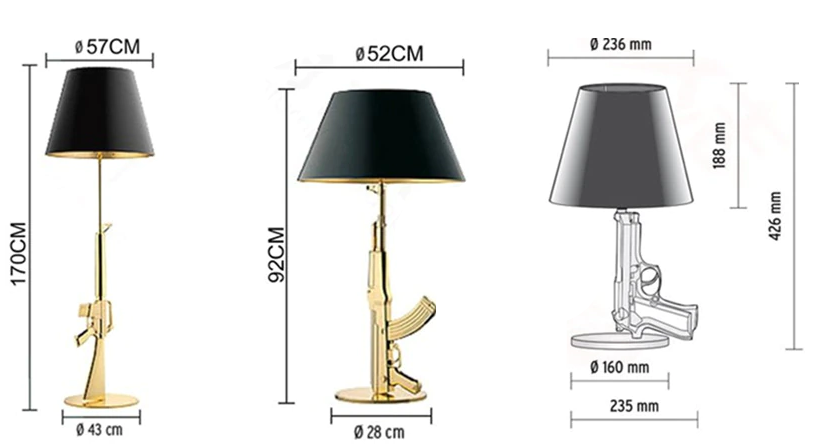 Accent Table Lamp Metal LED Light Modern Home Decor Gun Rifle Floor ...