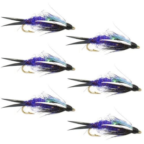 Double Bead Purple Psycho Prince Nymph Fly Fishing Flies - 6 Flies Hook ...