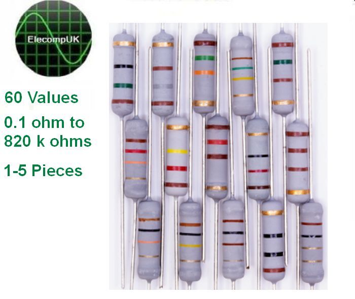 3 Watt Carbon Film Resistors. 60 Values. 0.1 Ohm-820k Ohms. 1-5 Pcs ...