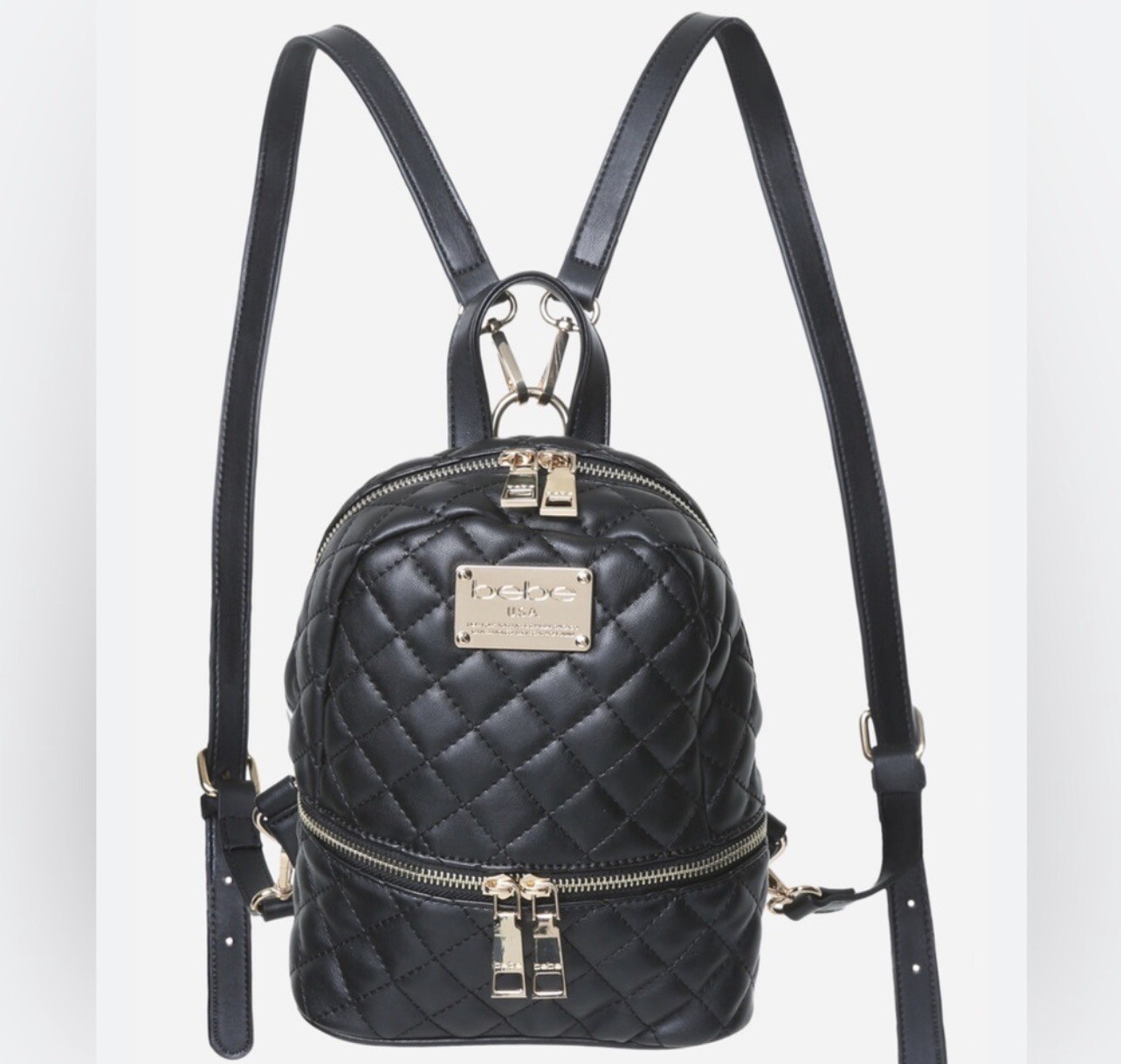 Bebe Julia Mini Backpack Faux Leather Quilted Gold To… - Gem