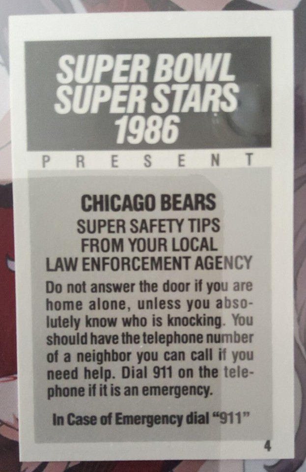 1986 Super Bowl Stars Football William Refrigerator Perry Rookie Card ...