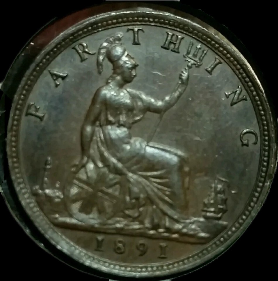 1891 Great Britain / British Farthing. English . HIGH GRADE ...
