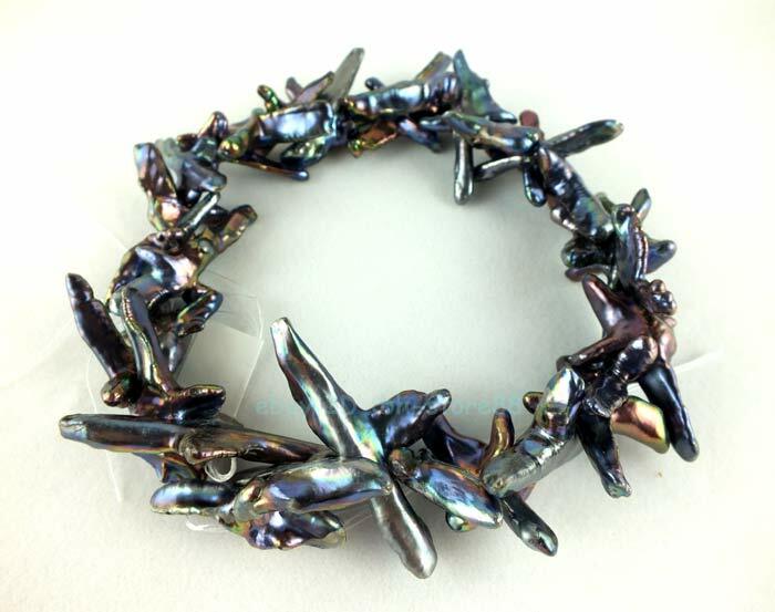 Slant Hole Cross Natural White Pearl Baroque Gemstone Beads 14'' DIY ...