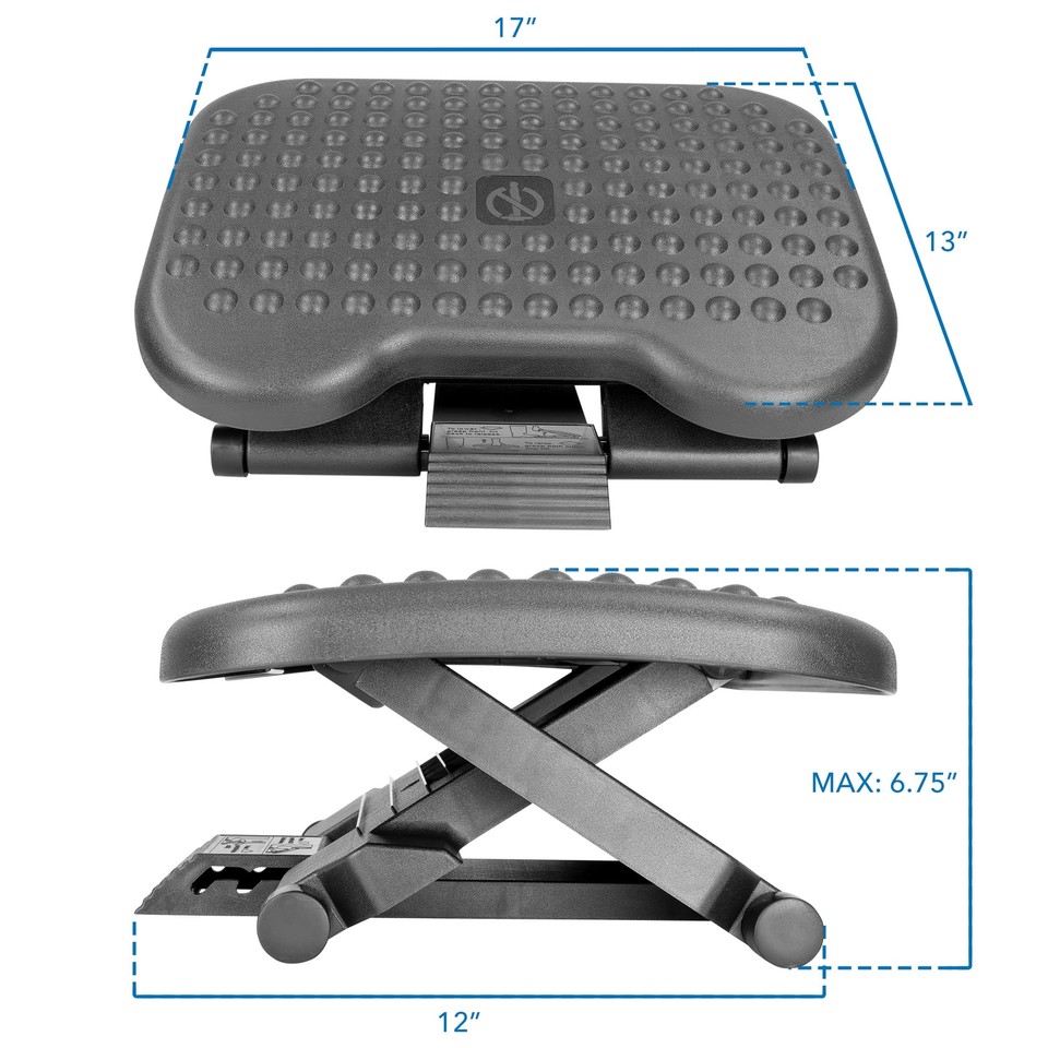 Mount-It Ergonomic Under Desk Footrest with 3 Height Levels |Height ...