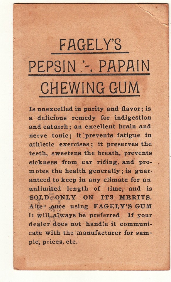 Fagely's Chewing Gum S D Engle & Co Hazleton PA Donkey Cart Vict Card ...