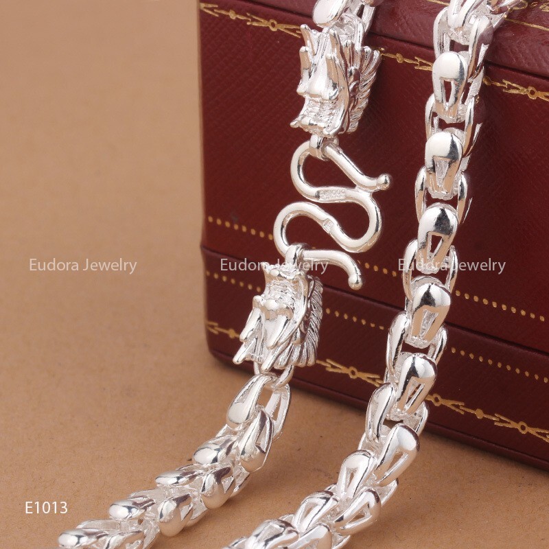999 Pure Silver Dragon Head, Dragon Scales Chain Men's Necklace - Free ...