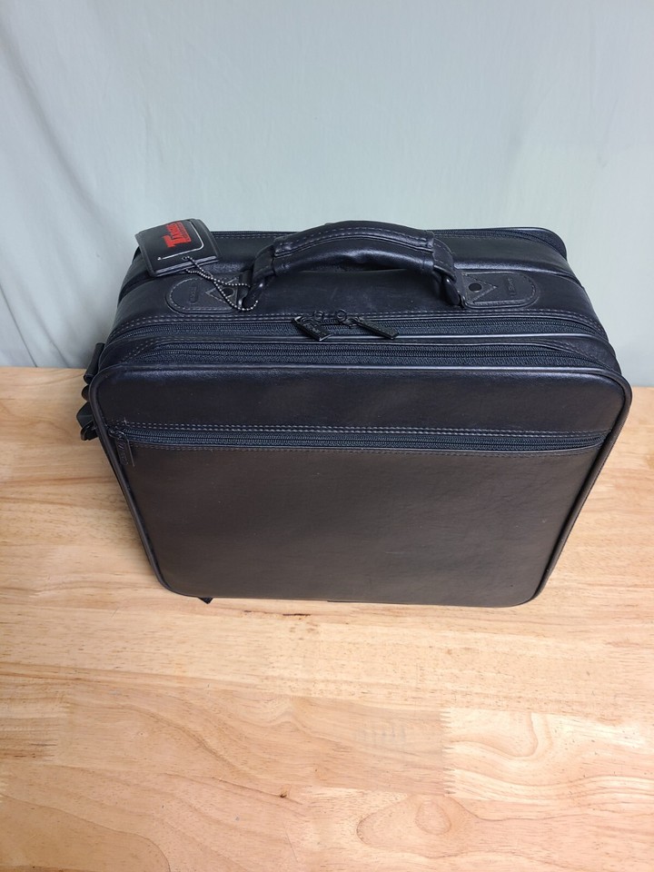 Targus Black Leather Laptop Computer Messenger Bag w/Shoulder Strap ...