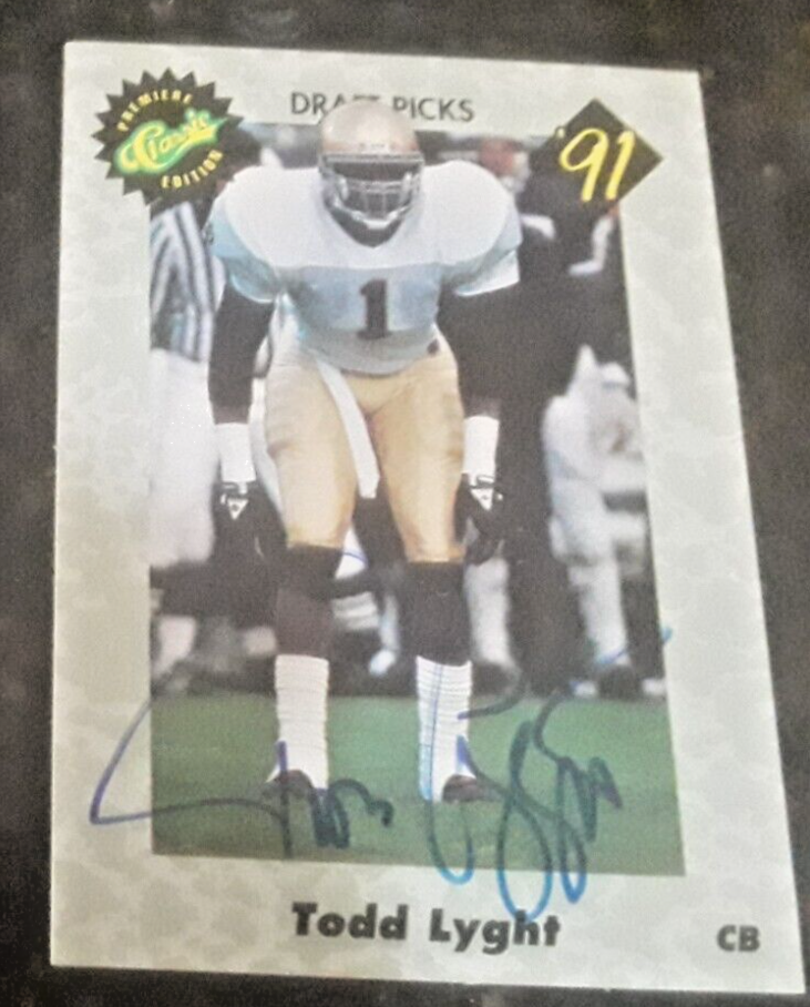 Todd Lyght 1991 Classic Draft Picks auto autograph - Signed Rams Notre ...