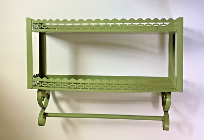 MCM Metal Scrolls Bathroom Shelf Towel Bar Avocado Green 60's Vtg Very ...