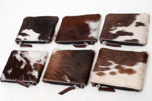 Cowhide Coin Purse Leather Change Pouch Zipper Purse Unisex (6 pieces ...
