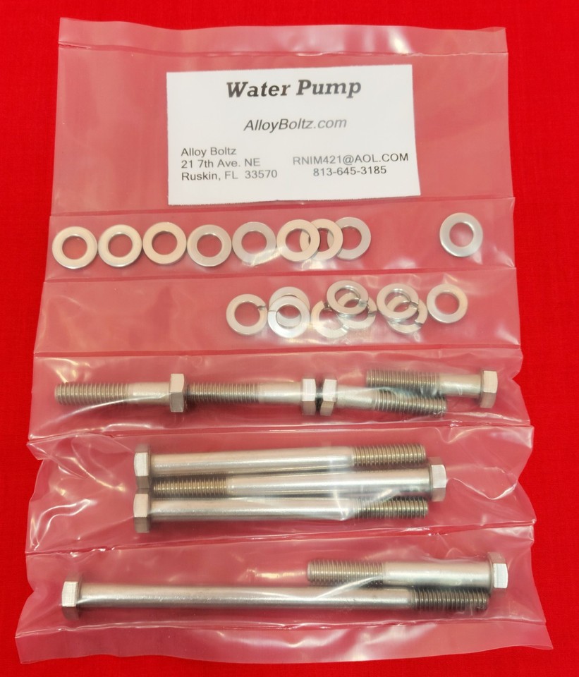 SBF FORD WATER PUMP STAINLESS HEX BOLTS KIT 289 302 351W PASSENGER SIDE ...