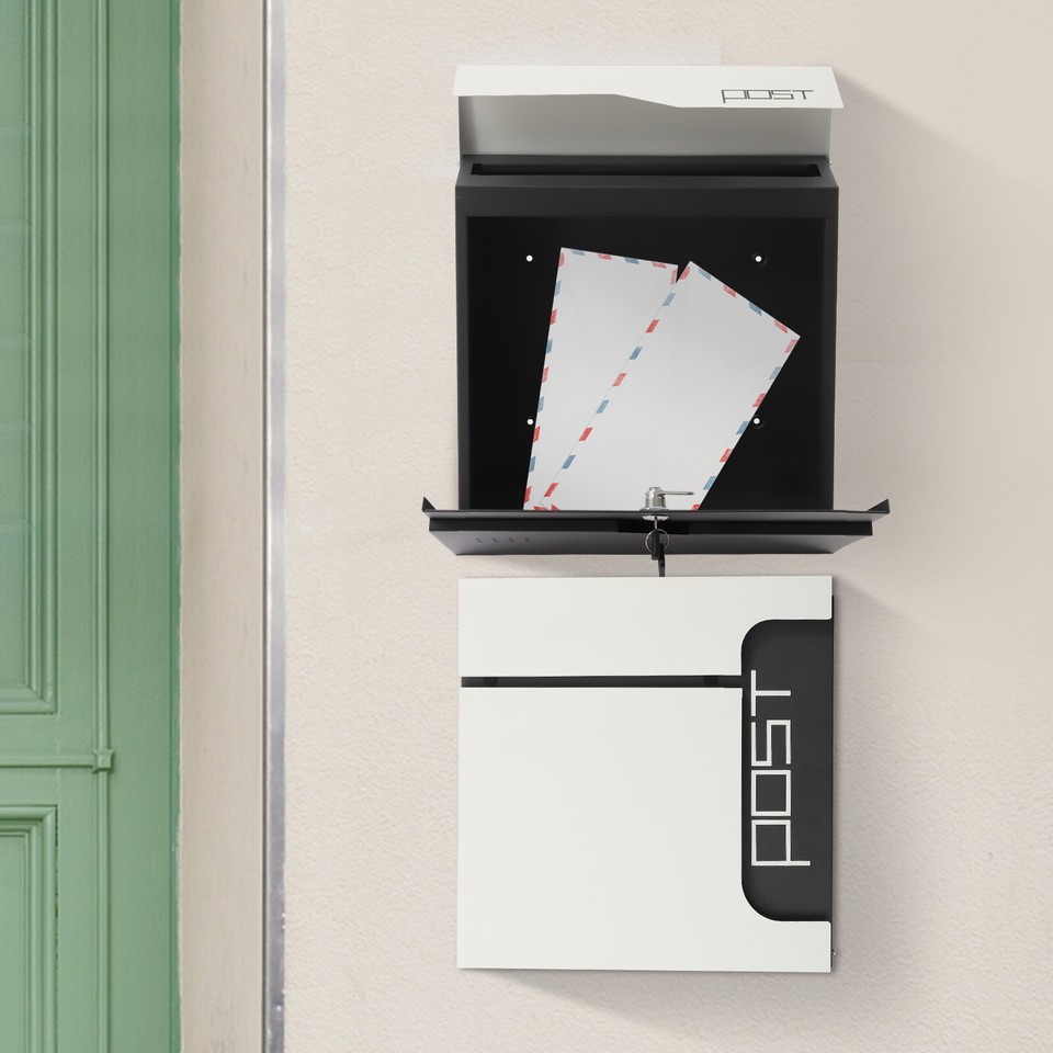 Outdoor Wall Mount Lockable Letters Mailbox Stainless Steel Mail Letter ...