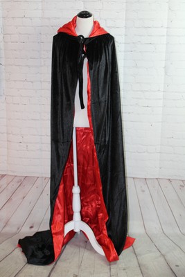 NEW Unisex Reversible Hooded Cloak Cape Black & Red Costume Sz 5XL | eBay