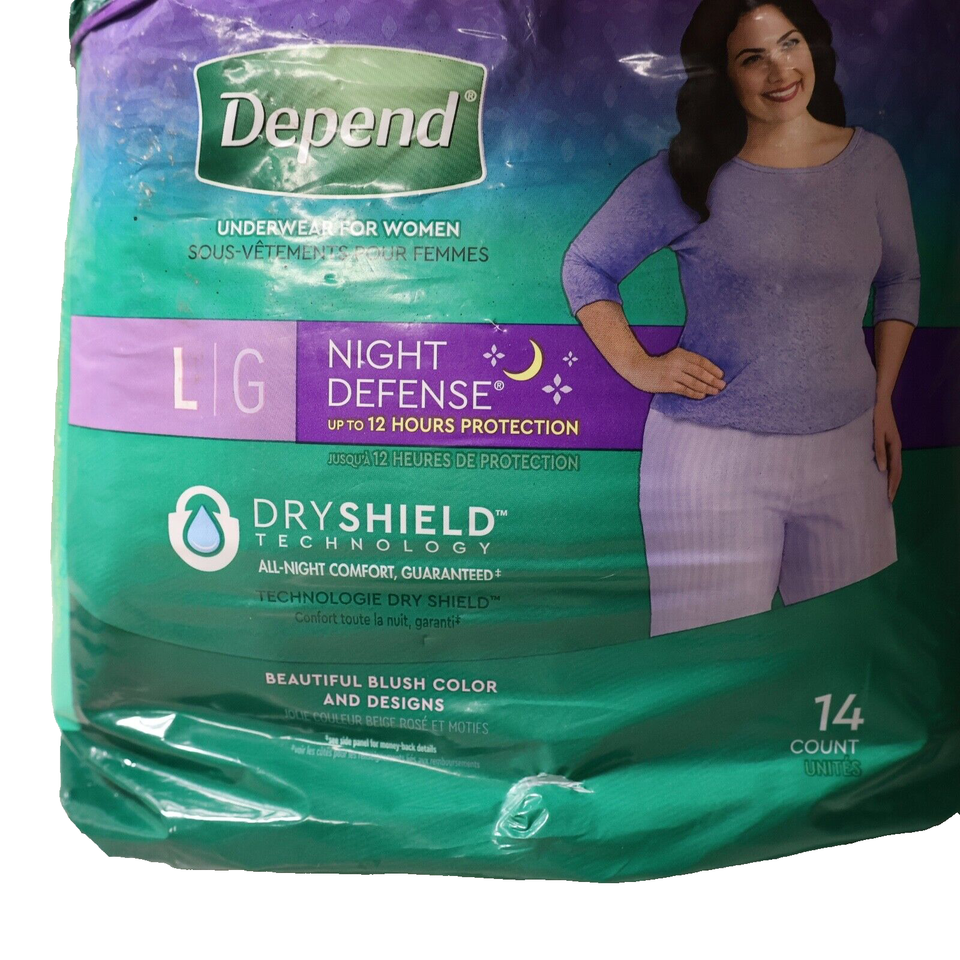 Depend Night Defense Women's Incontinence Overnight Pants - L, Pack of ...