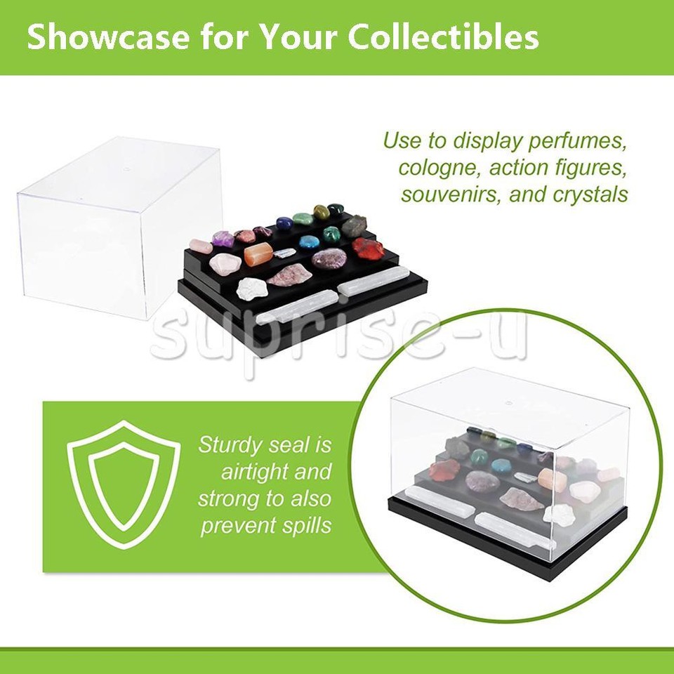 Clear Acrylic Display Box 25cm L Perspex 4 Steps Case Plastic Base ...