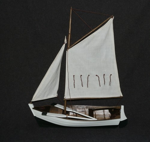 Model Ship 16" Wooden 2 Sail Oars Manual Rudder Fishing | eBay