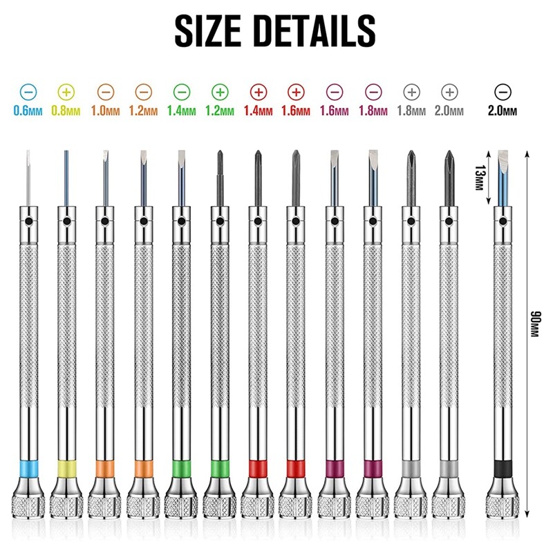 13 Pieces Precision Watch Screwdriver Jeweler Watch Screwdriver Set 0.6 ...