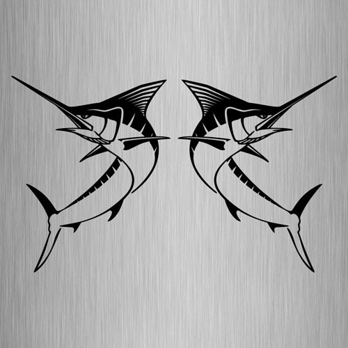 Marlin sticker set #2, Vinyl boat decal, fishing, marine, 265mm X 215mm ...
